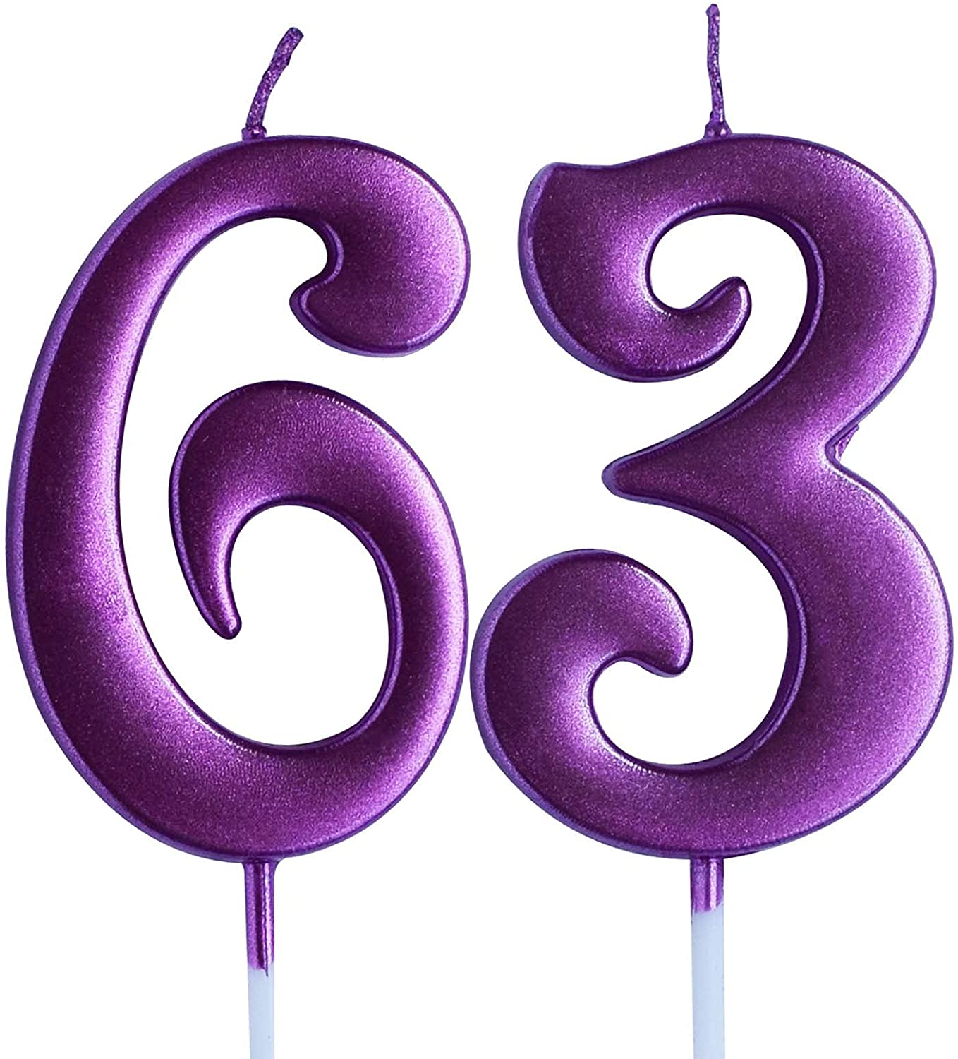 Pink 63rd Birthday Candle Number 63 Years Old Candles Cake Topper
