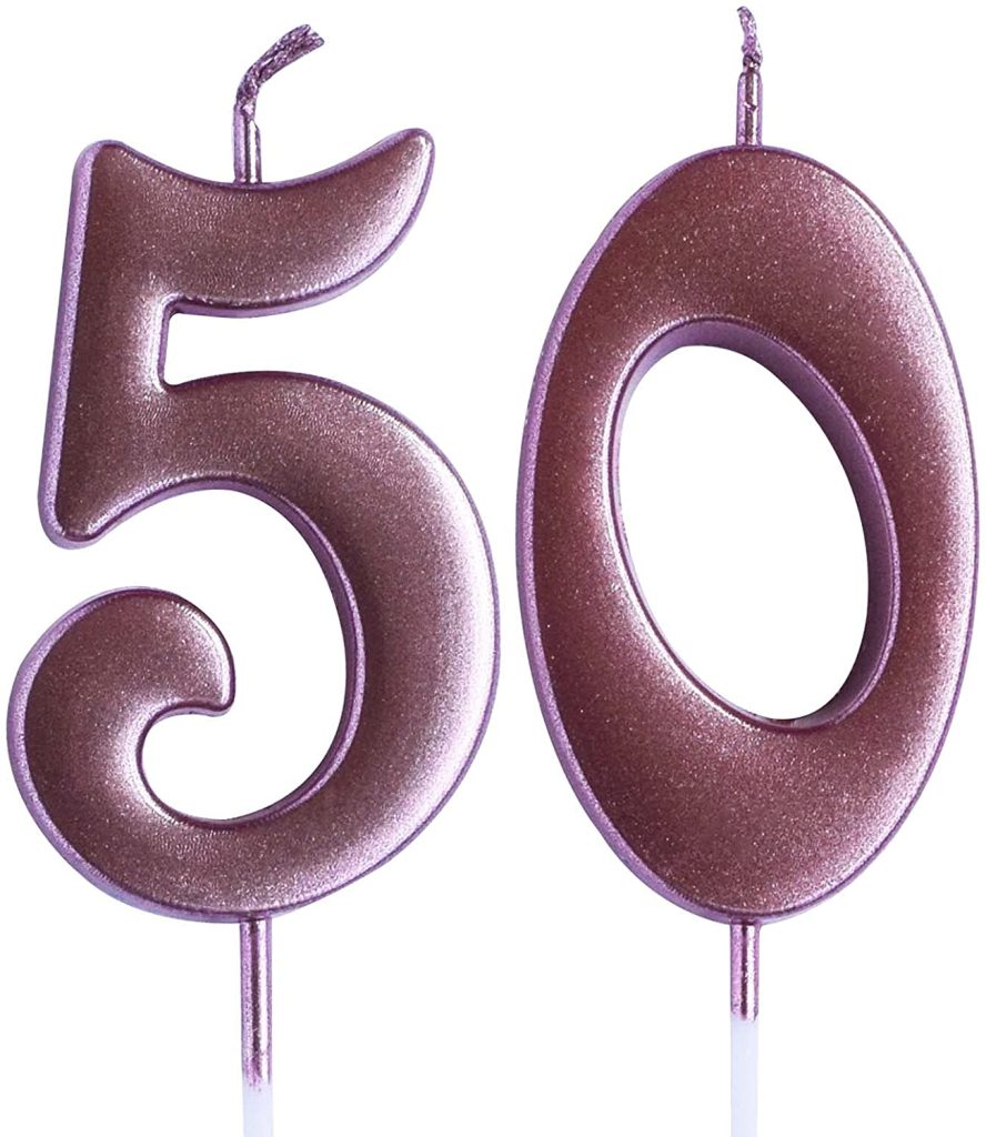 Rose 50th Birthday Candle Number 50 Years Old Candles Cake Topper