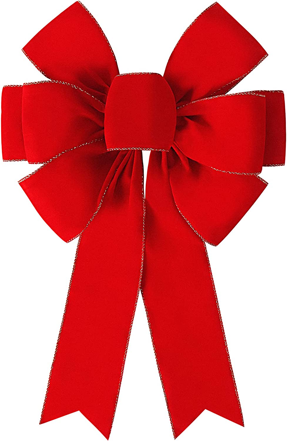 Red Bows Christmas Decorations Large Wired Velvet Bow With Gold Border